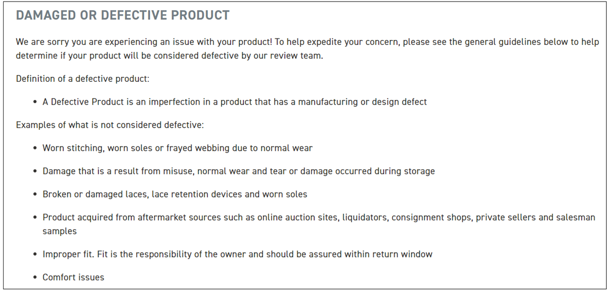 Defective Products Examples